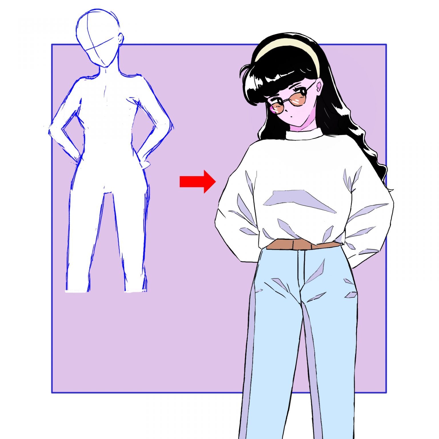 [City Pop Style] How to Draw a Girl in [80s style]! | MediBang Paint ...