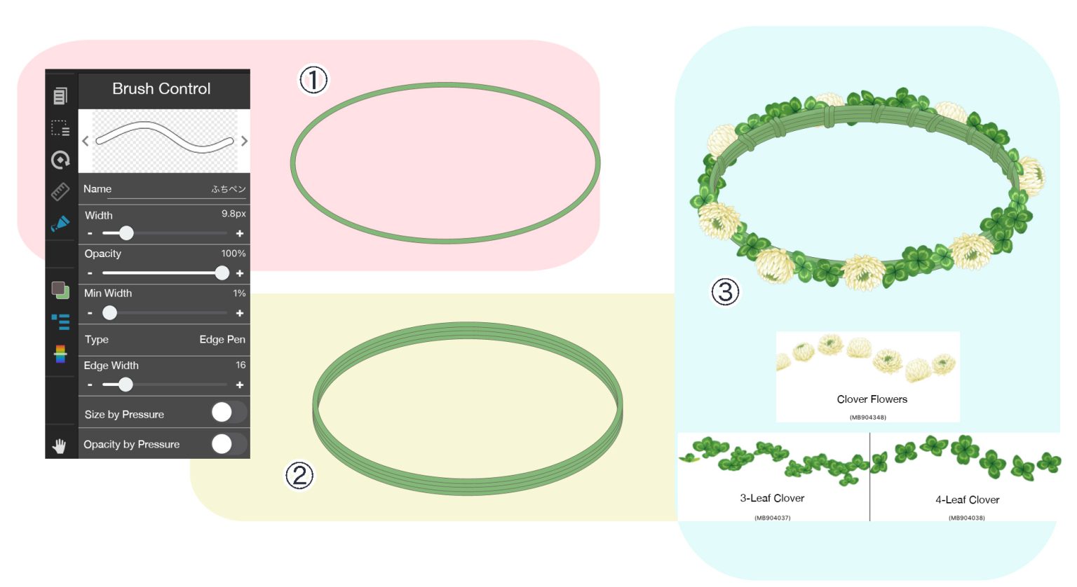 How to draw clovers【and its flower crown, with explanation of flower ...