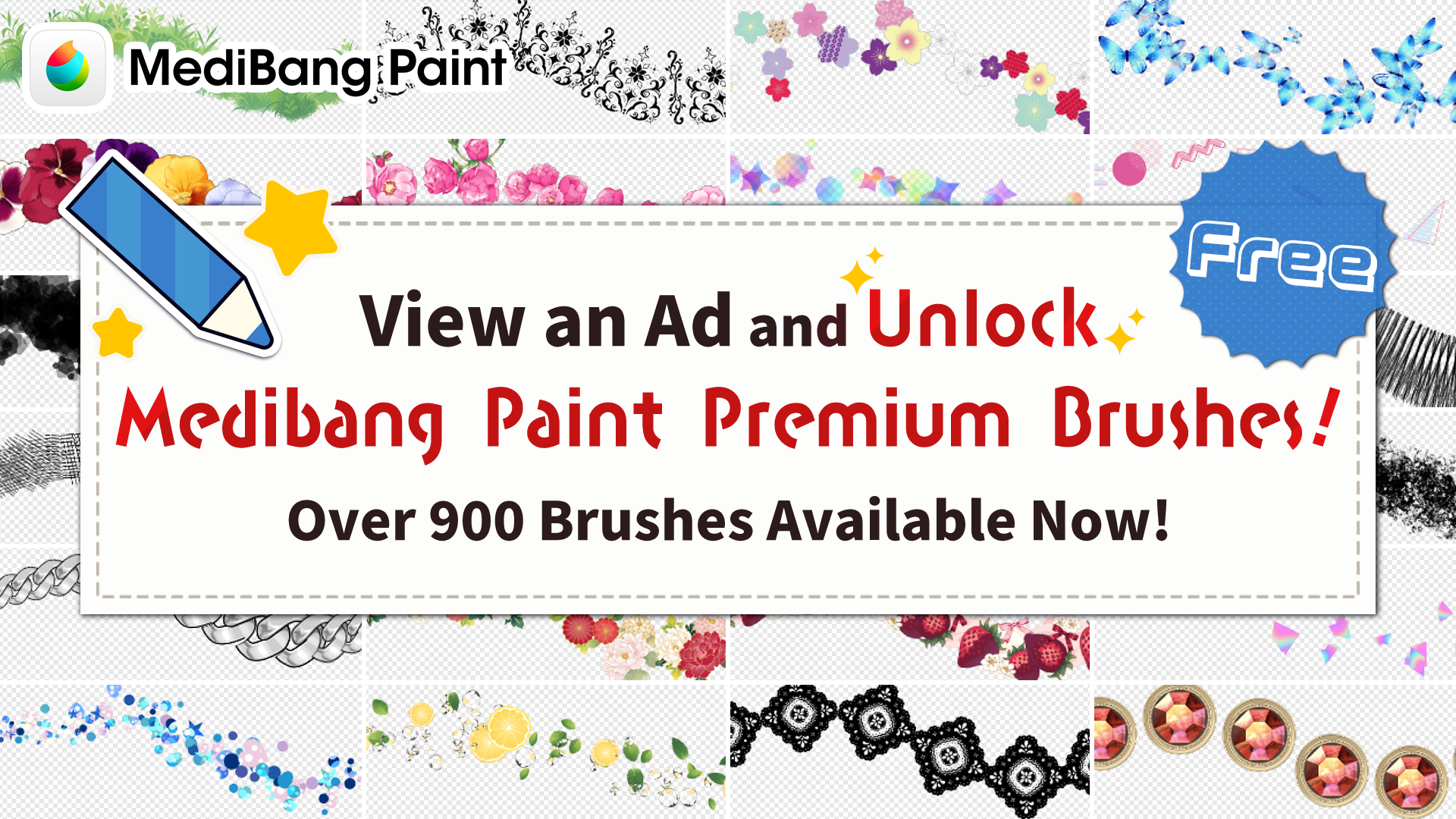 View an Ad and Unlock Medibang Paint Premium Brushes for Free! Over 900 ...